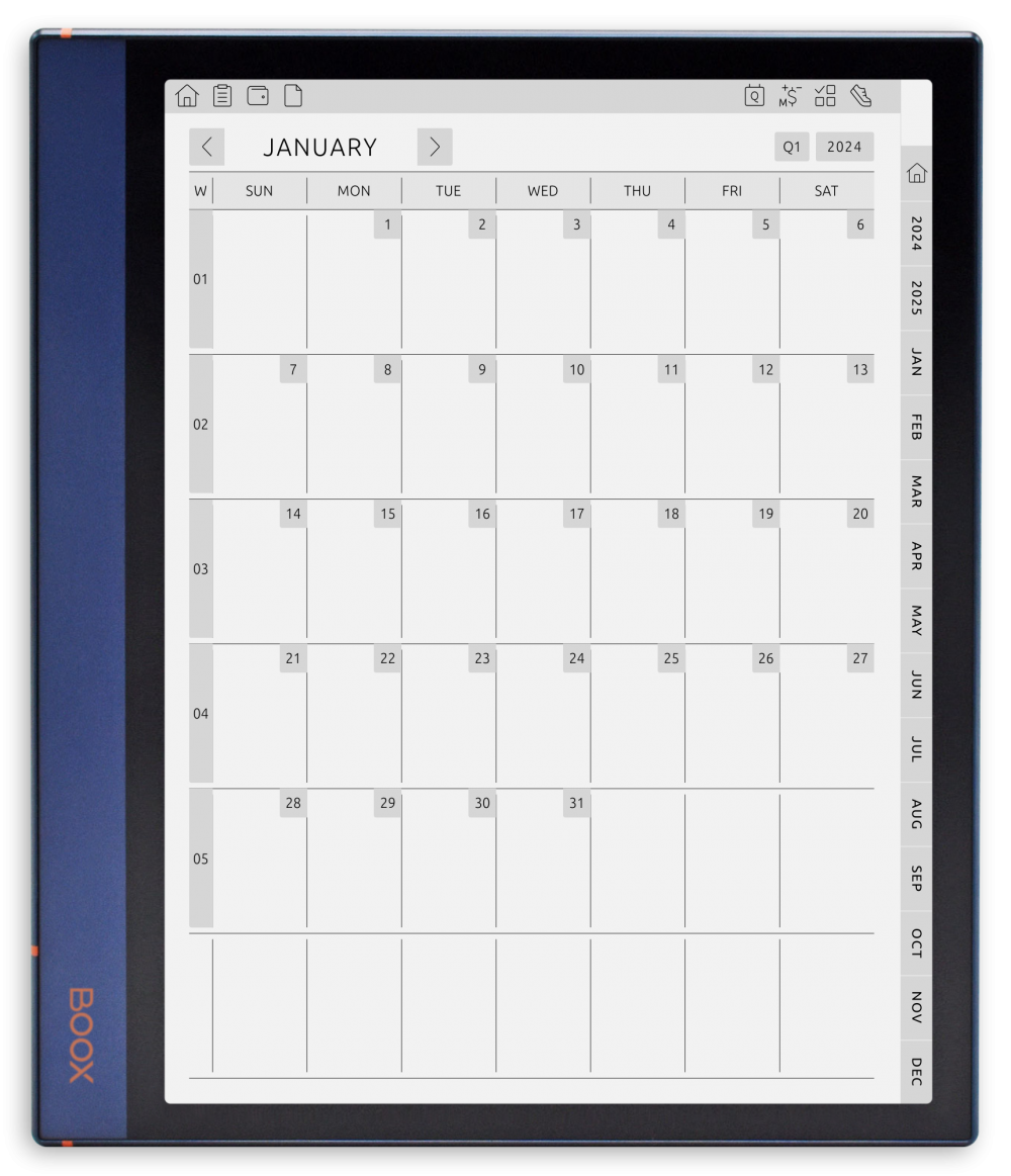 Download Monthly Calendar 2025 - 2030 PDF for ONYX BOOX Note Air
