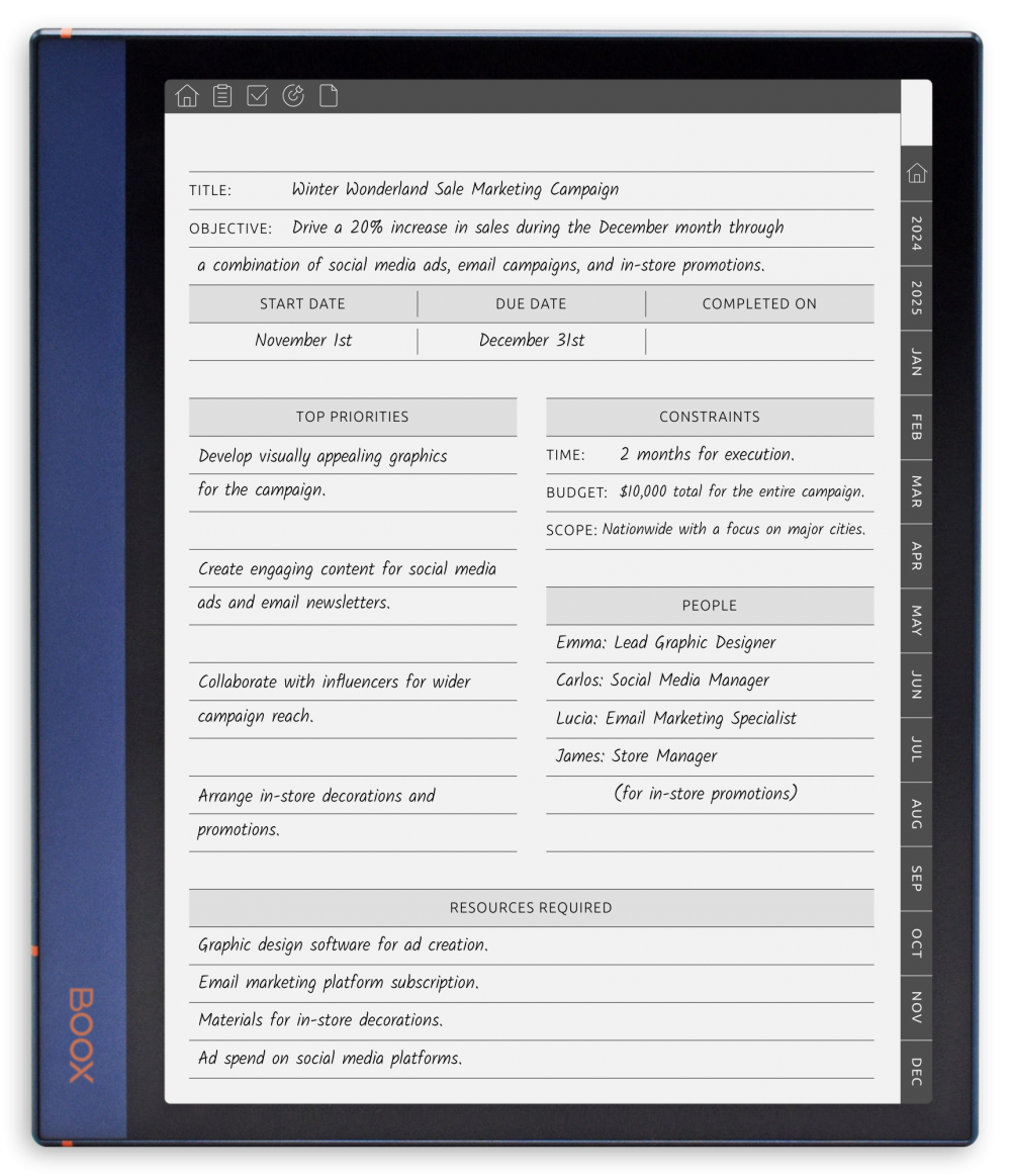 Download Project Planner Hyperlinked PDF for BOOX Note Air