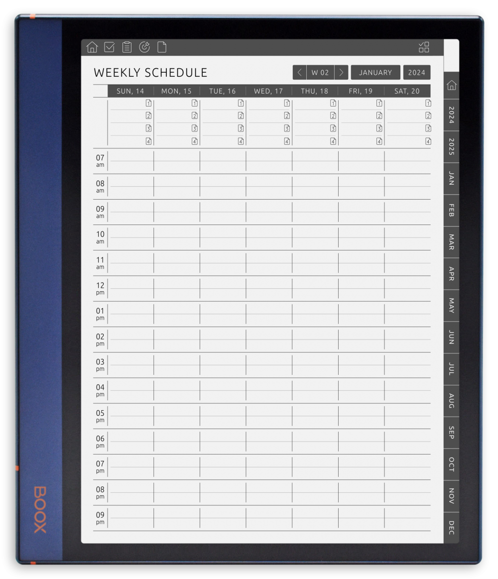 Download Weekly Schedule Planner Hyperlinked PDF for ONYX BOOX