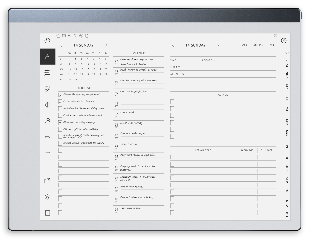 Business Meeting Notes for reMarkable - Customizable Hyperlinked PDF