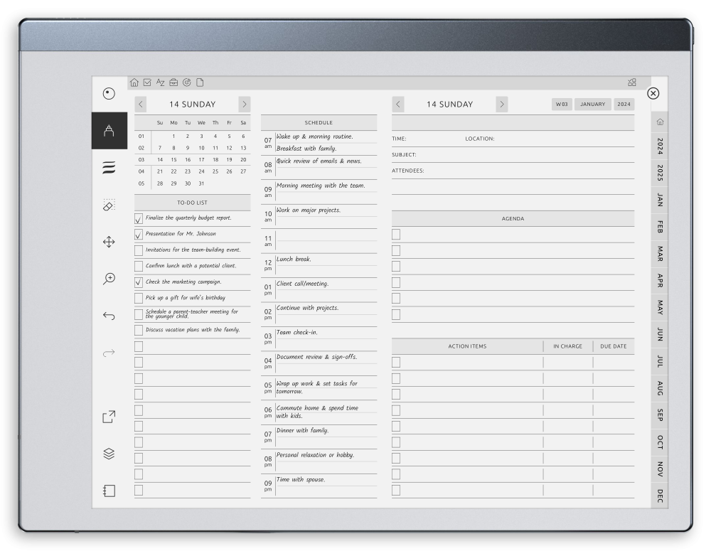 Business Meeting Notes for reMarkable - Customizable Hyperlinked PDF