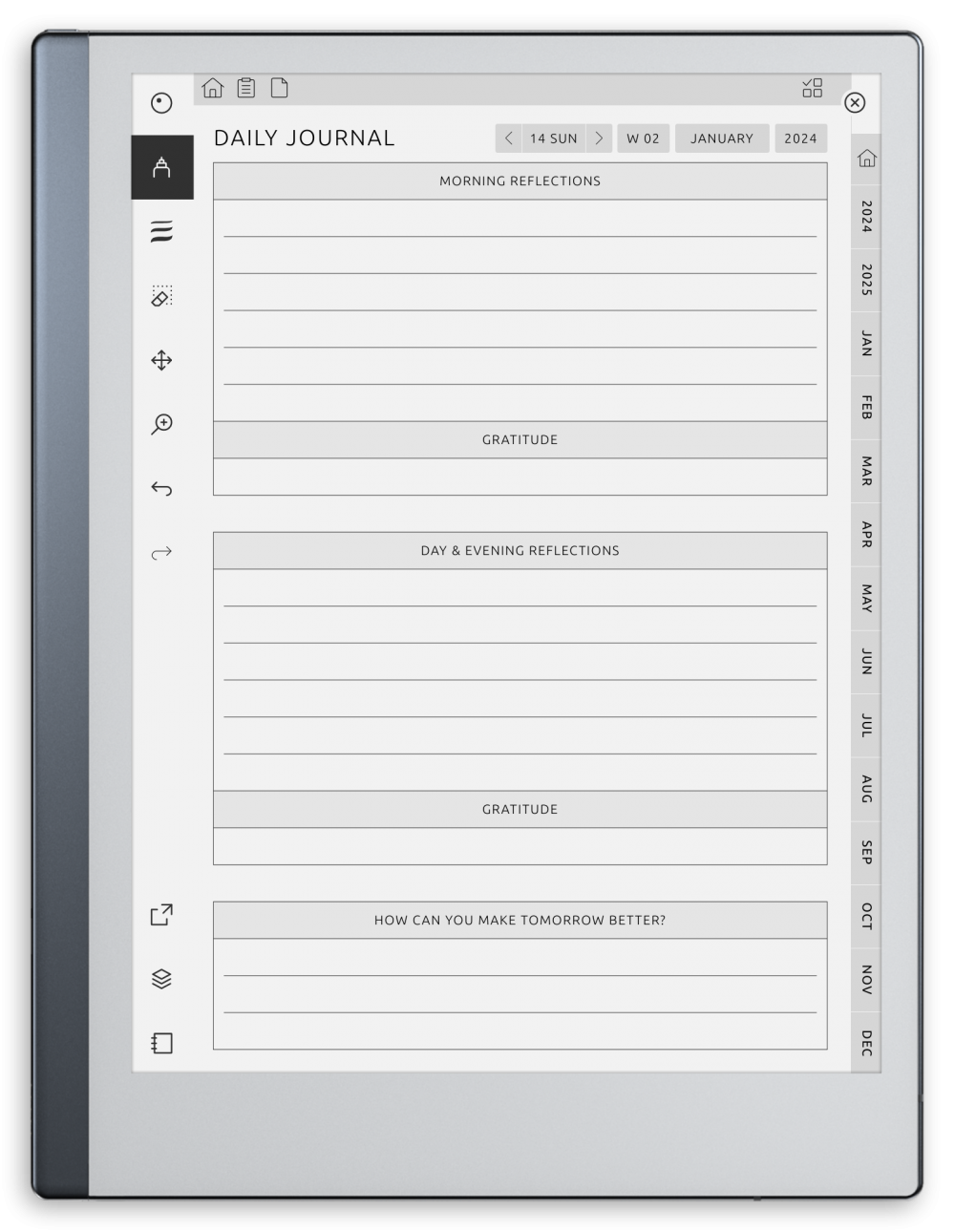 Download Daily Journal PDF for reMarkable 2025 & 2026