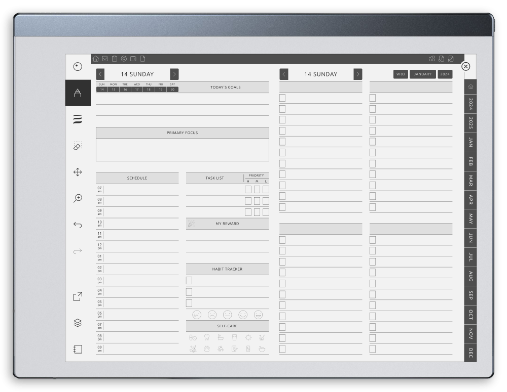 Download Daily Planner Hyperlinked PDF for reMarkable 1 & 2