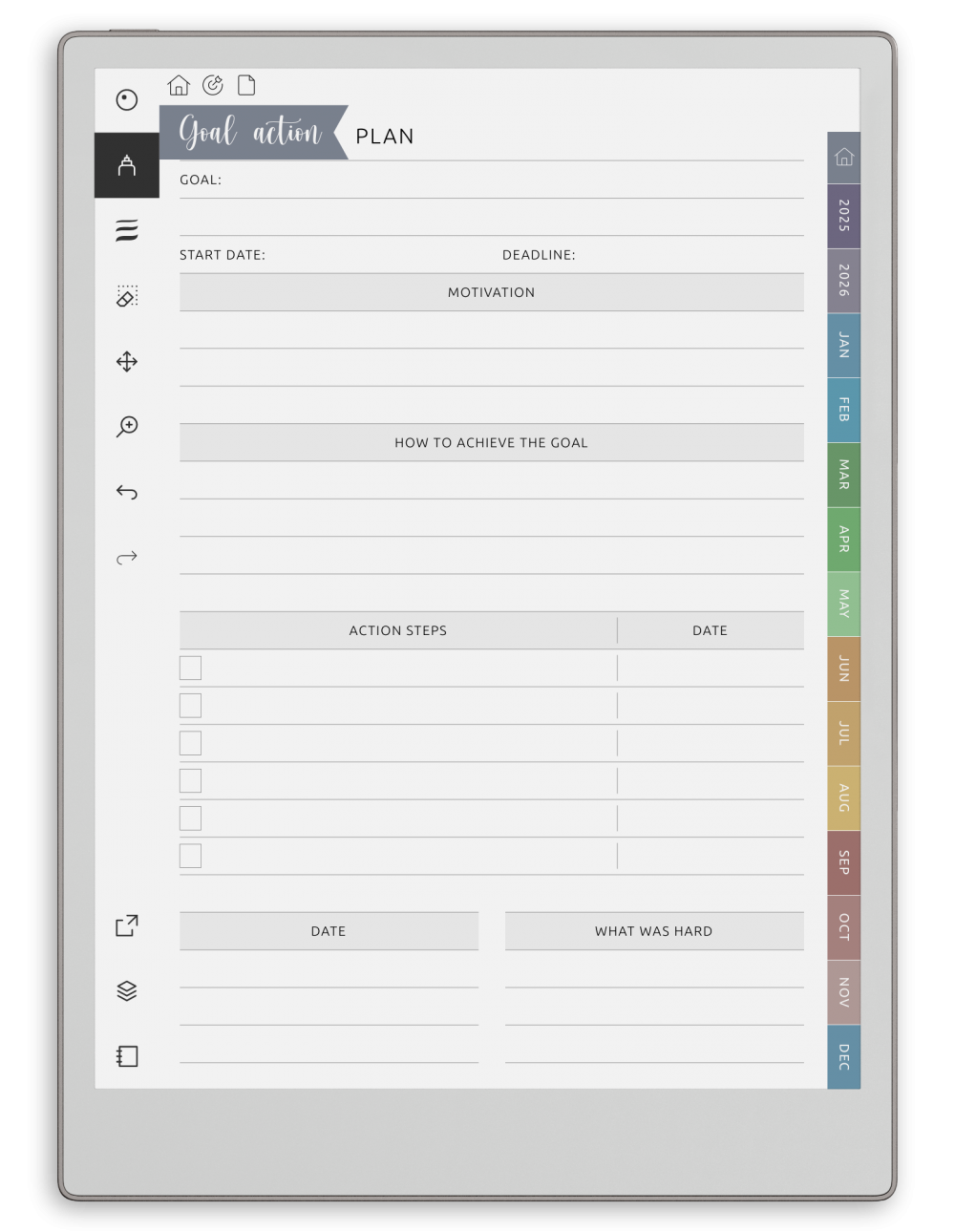 Goal Planner for reMarkable – SMART Template for Productivity