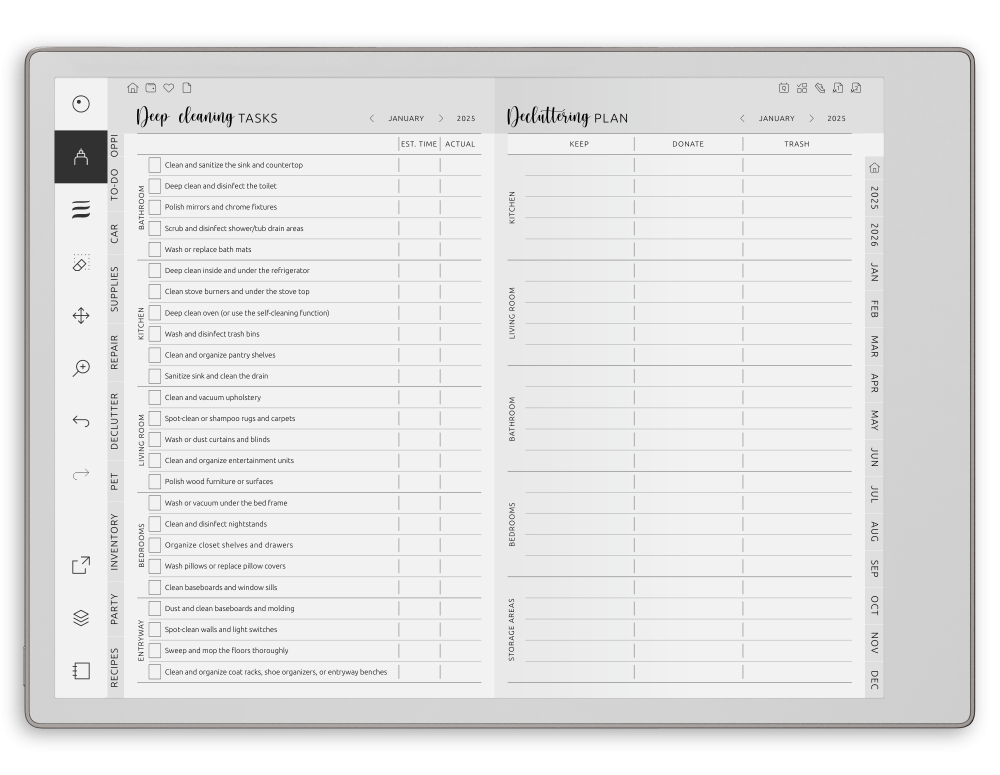 Download Household & Cleaning Planner Hyperlinked PDF for reMarkable 2 ...