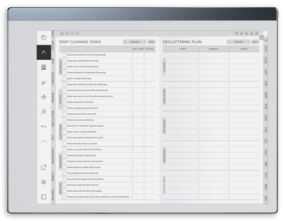 Download Household & Cleaning Planner Hyperlinked PDF for reMarkable 2 ...