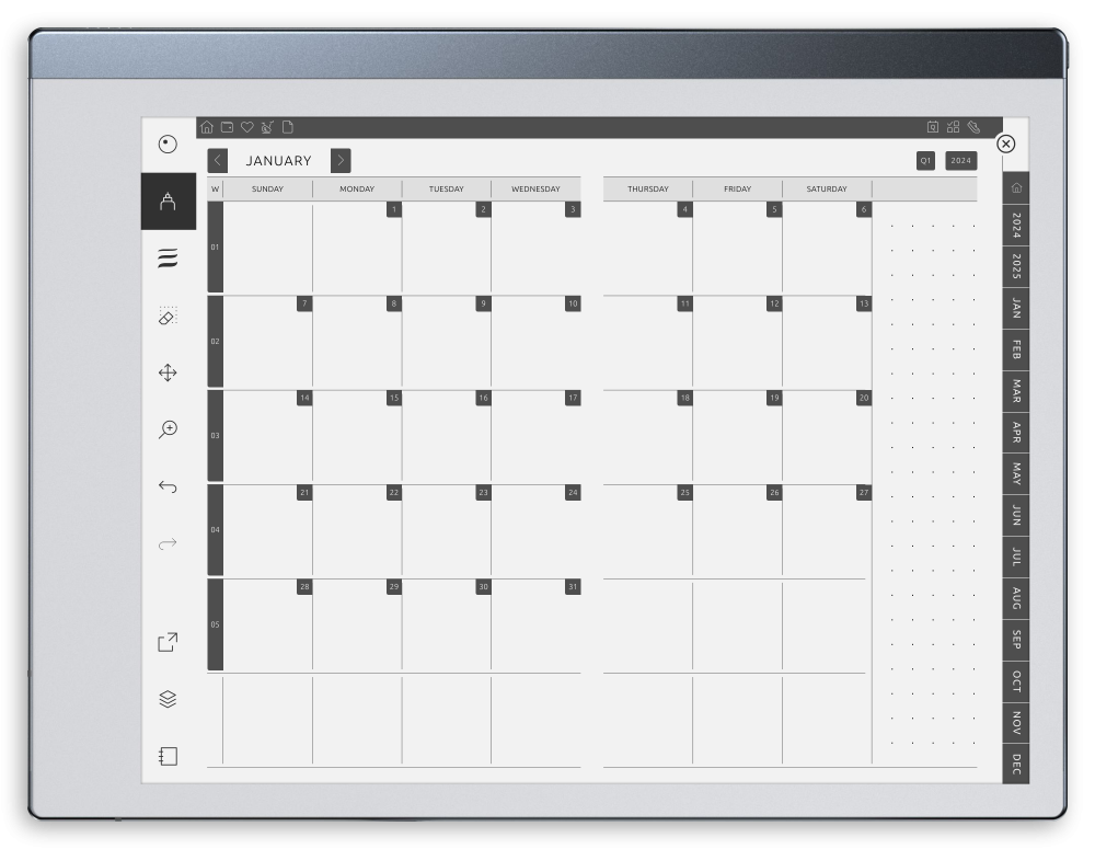 Monthly Planner for reMarkable – Customizable Hyperlinked Template
