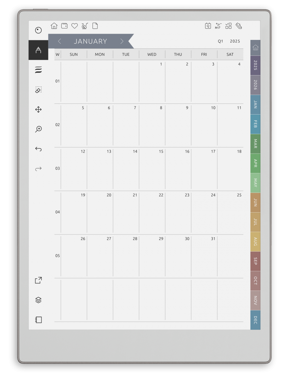 Monthly Planner for reMarkable – Customizable Hyperlinked Template