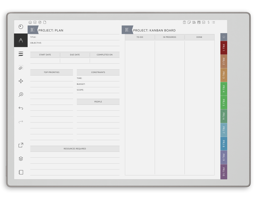 Project Planner for reMarkable - Download Hyperlinked PDF