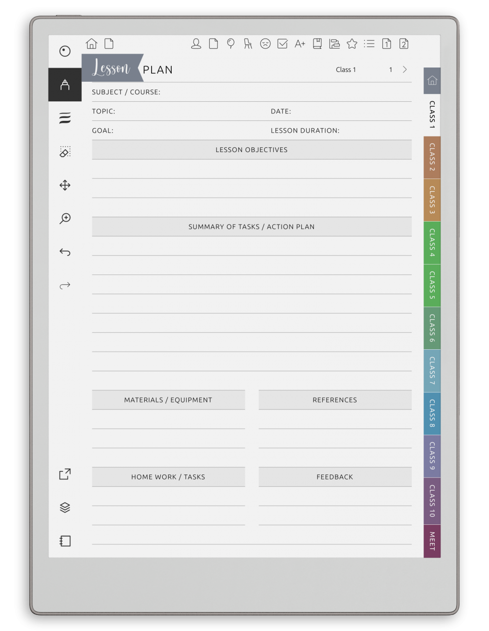 Teacher Planner for reMarkable - Download Hyperlinked PDF