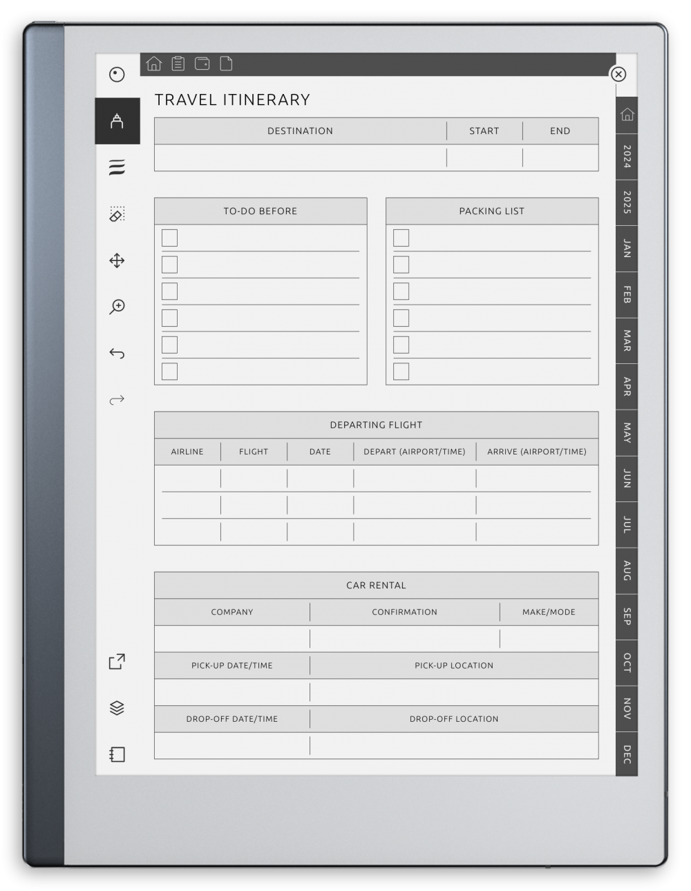 Download reMarkable Travel Planner Hyperlinked PDF