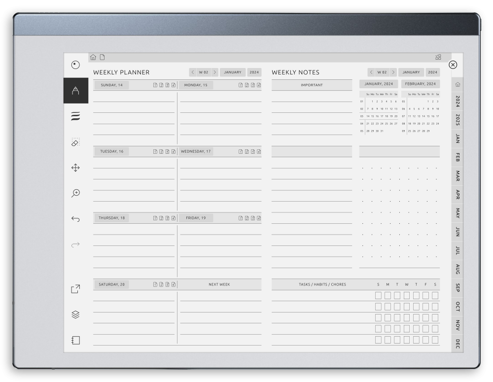 Weekly Journal for reMarkable – Customizable Digital Planner