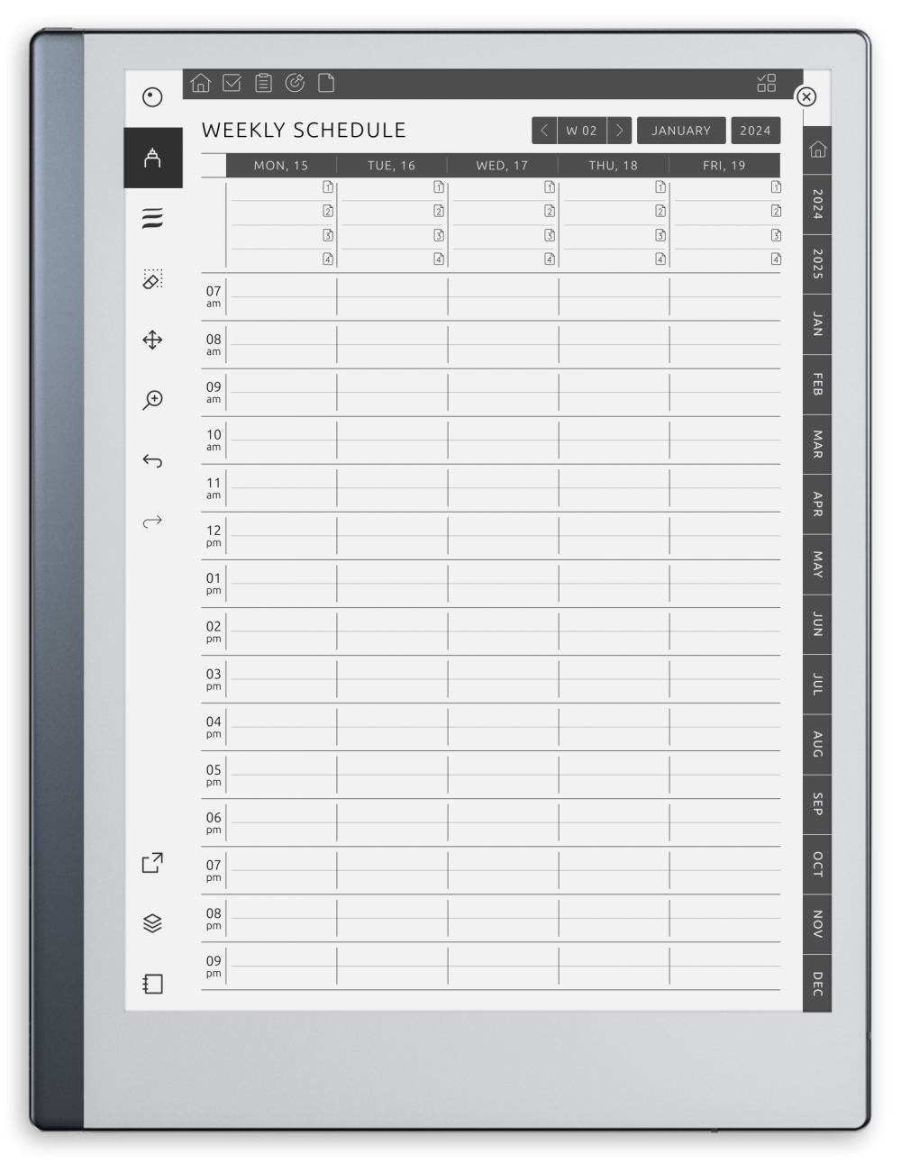 Weekly Schedule Planner for reMarkable - Get Customizable Hyperlinked PDF