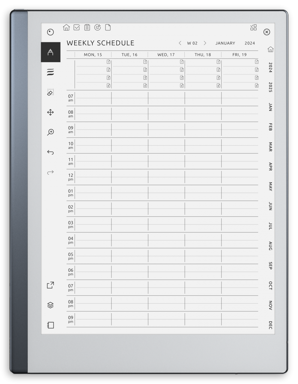 Weekly Schedule Planner for reMarkable - Get Customizable Hyperlinked PDF