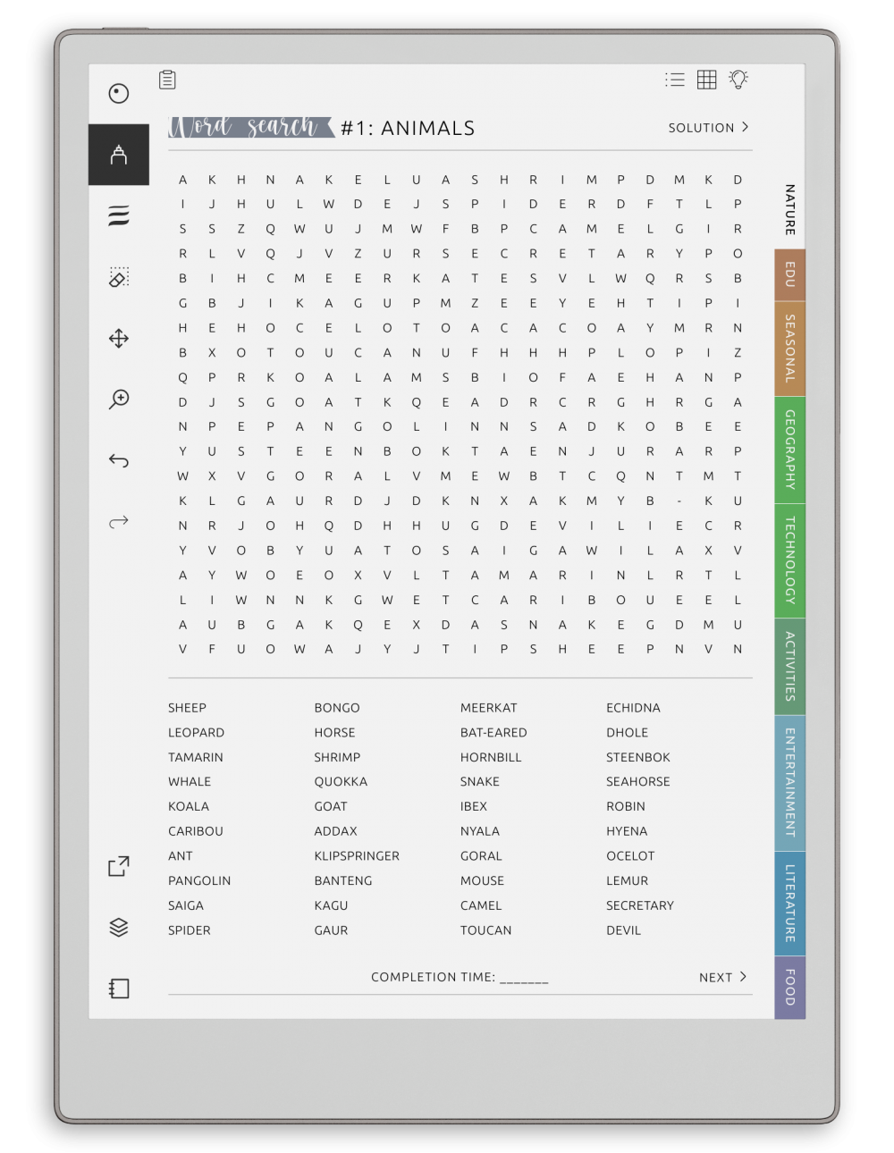 Word Search Puzzles for reMarkable – Fun Brain Game Templates