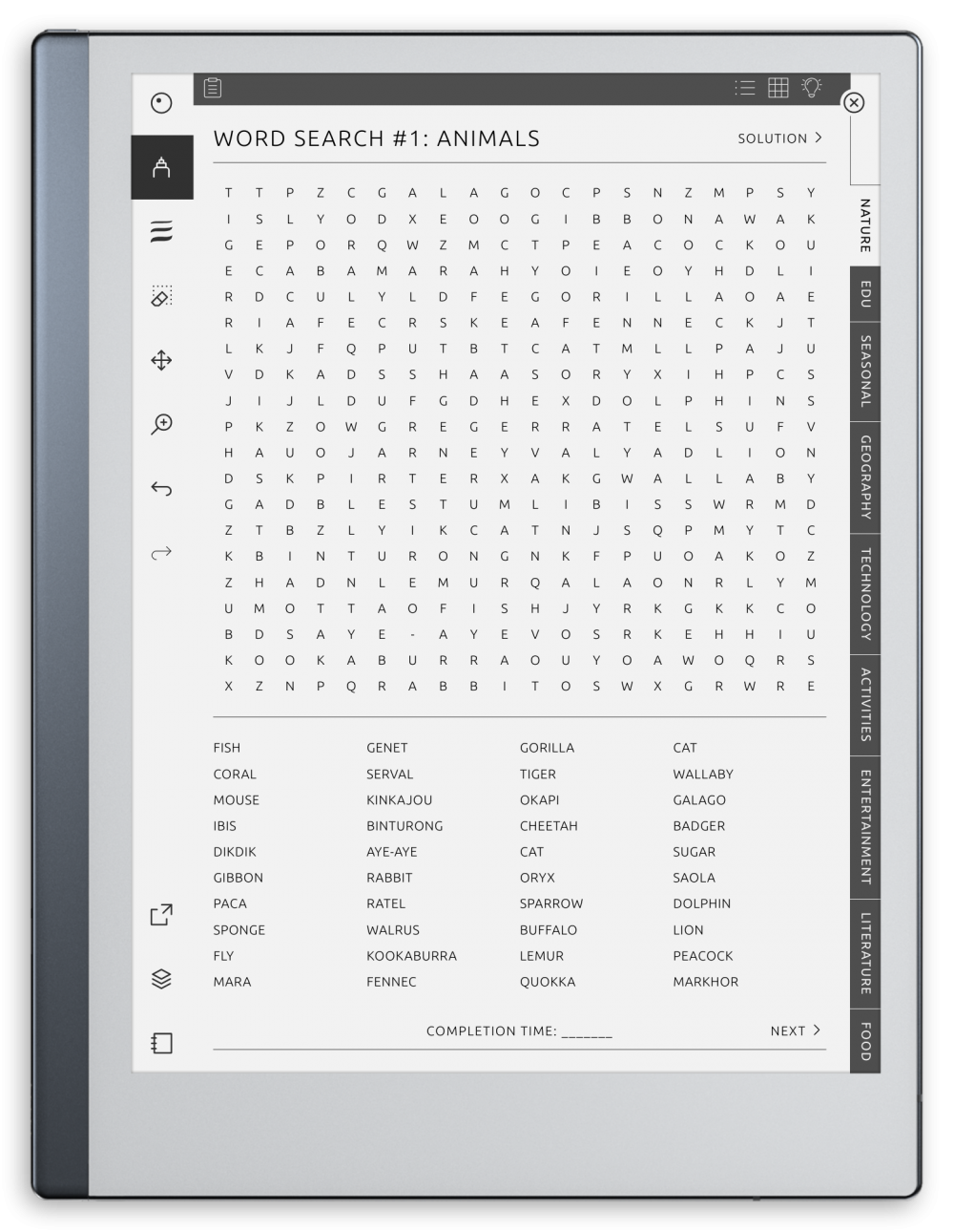 Word Search Puzzles for reMarkable – Fun Brain Game Templates