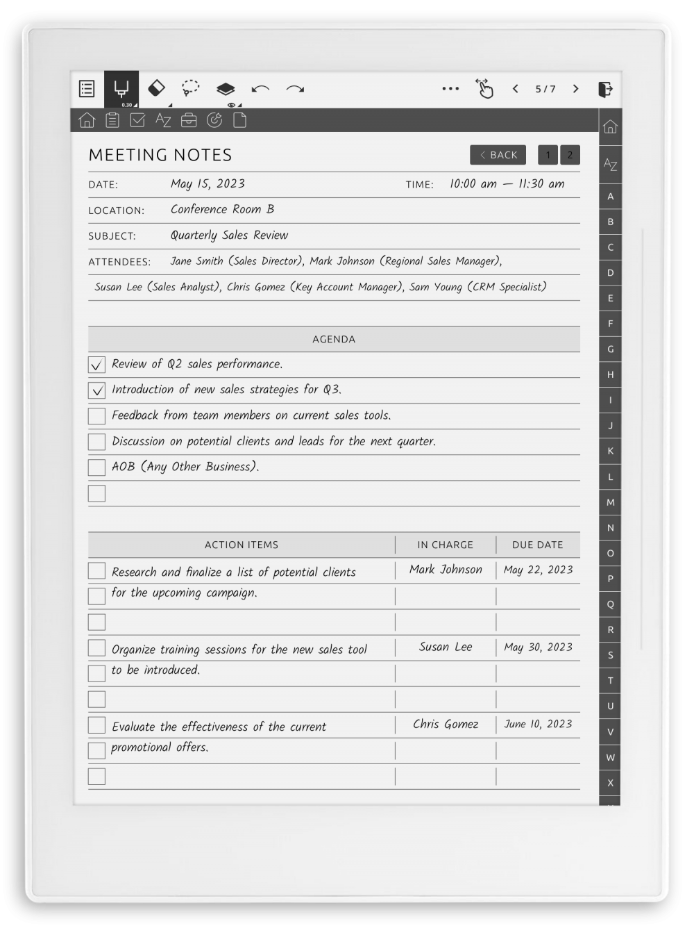 Download Business Meeting Notes PDF for Supernote A5 X & A6 X