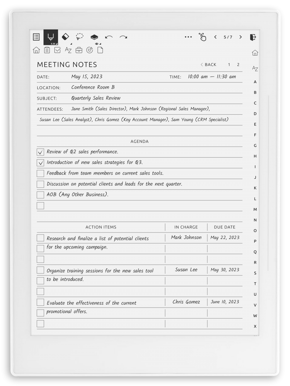 Download Business Meeting Notes PDF for Supernote A5 X & A6 X