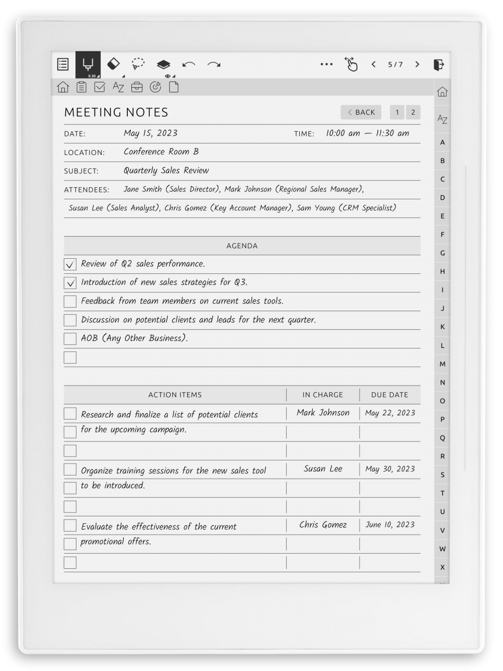 Download Business Meeting Notes PDF for Supernote A5 X & A6 X