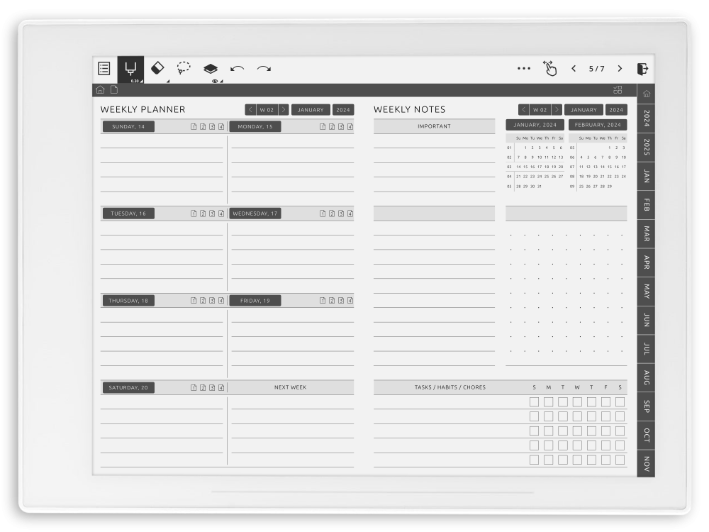 Download Weekly Journal PDF for Supernote A6X & A5X