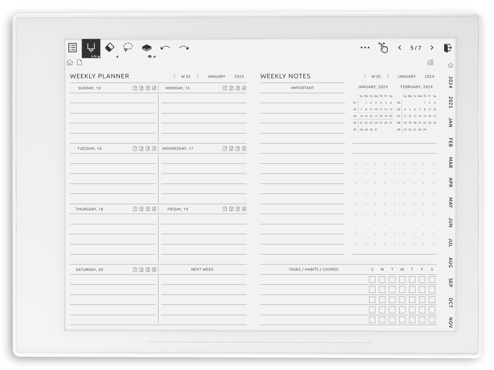 Download Weekly Journal PDF for Supernote A6X & A5X