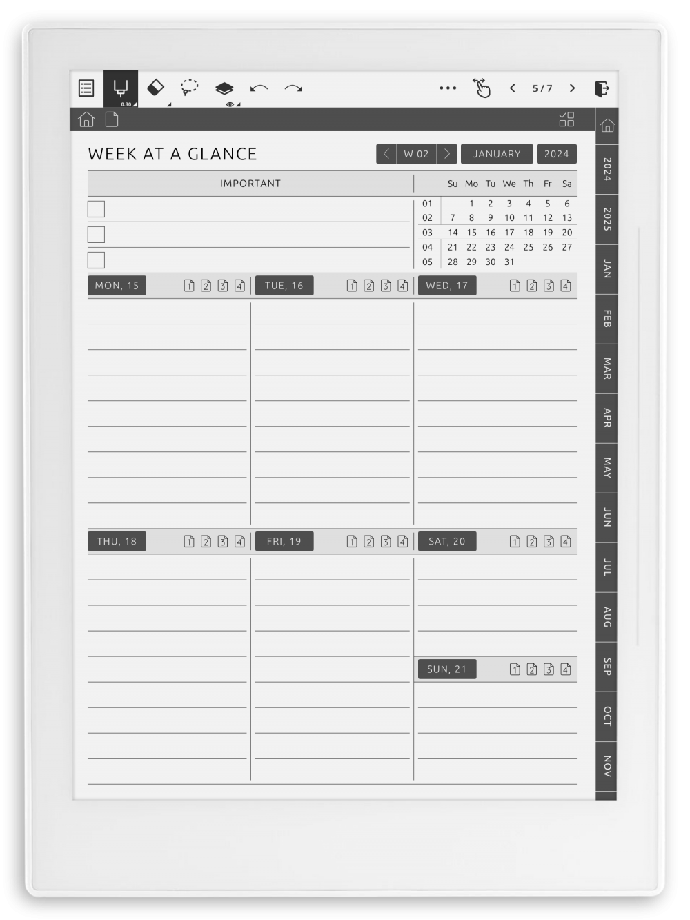 Download Weekly Journal PDF for Supernote A6X & A5X