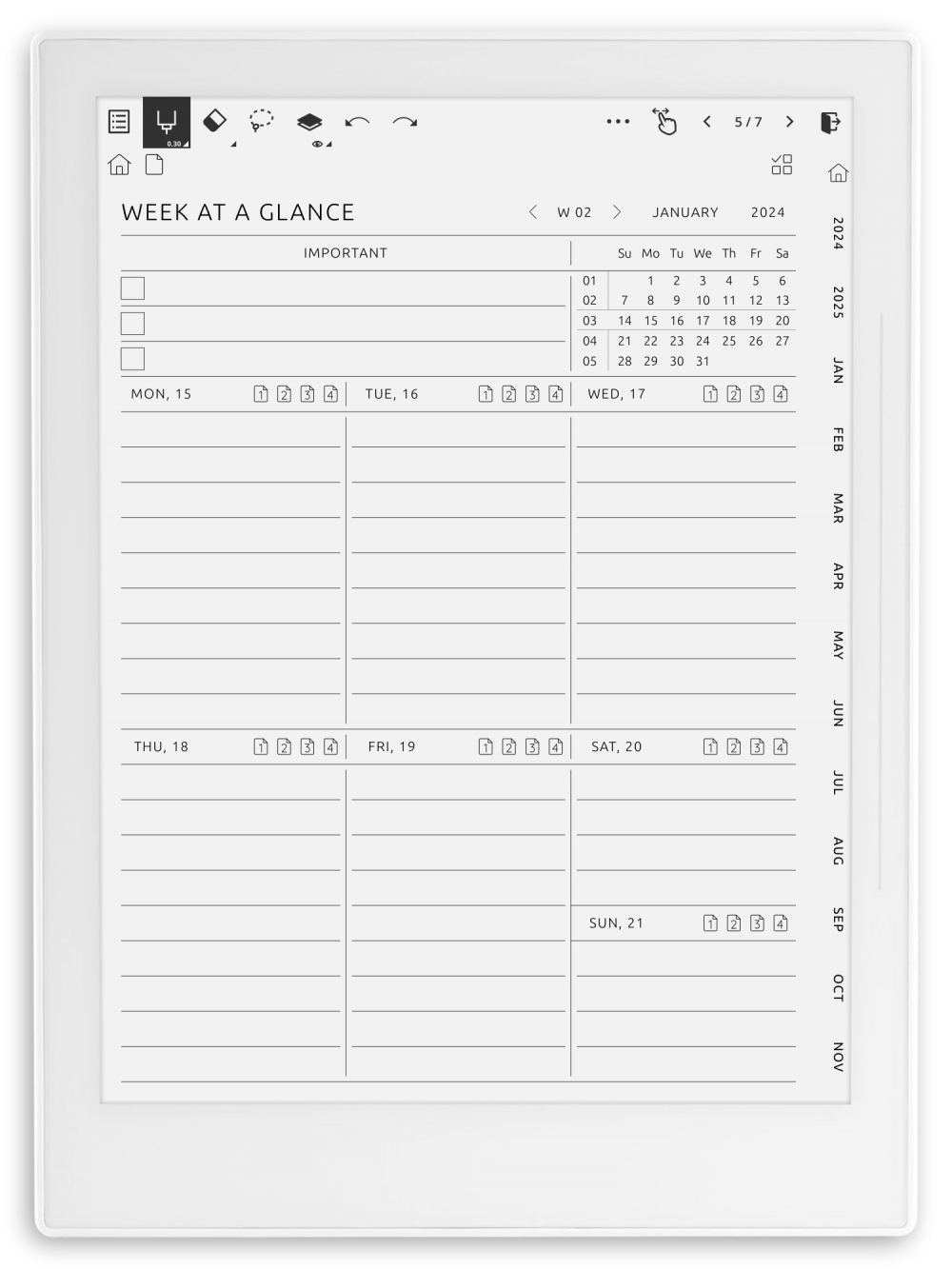 Download Weekly Journal PDF for Supernote A6X & A5X