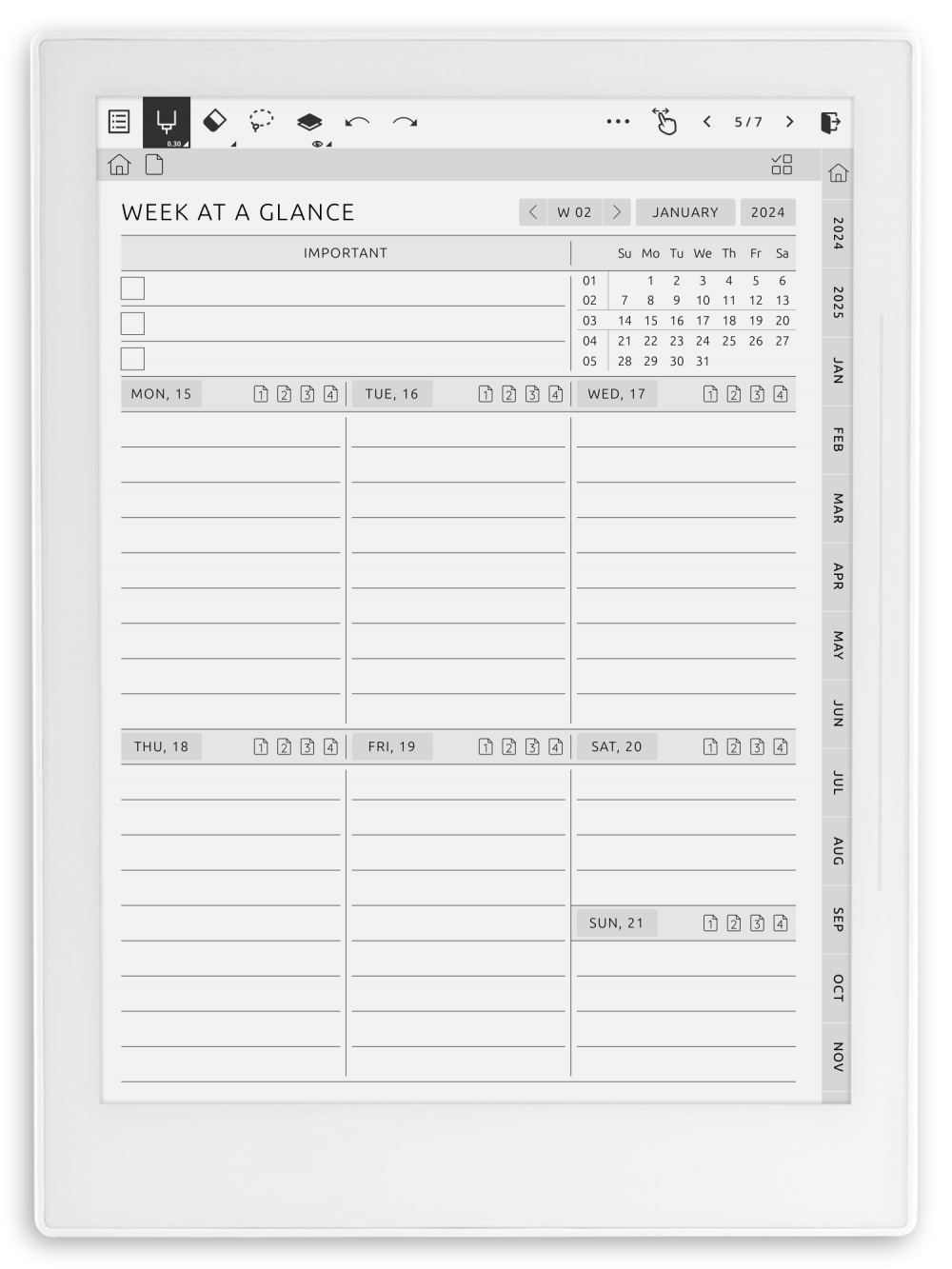 Download Weekly Journal PDF for Supernote A6X & A5X