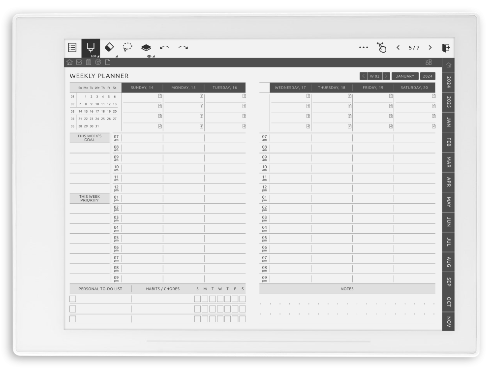 Download Supernote Weekly Schedule Planner Hyperlinked PDF