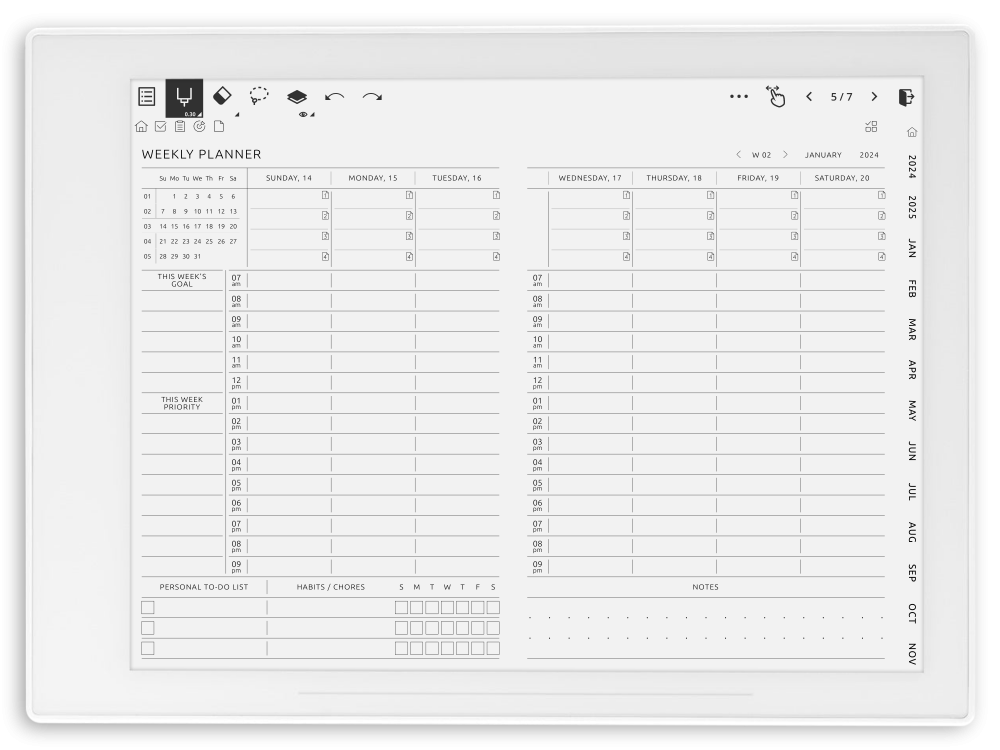 Download Supernote Weekly Schedule Planner Hyperlinked PDF