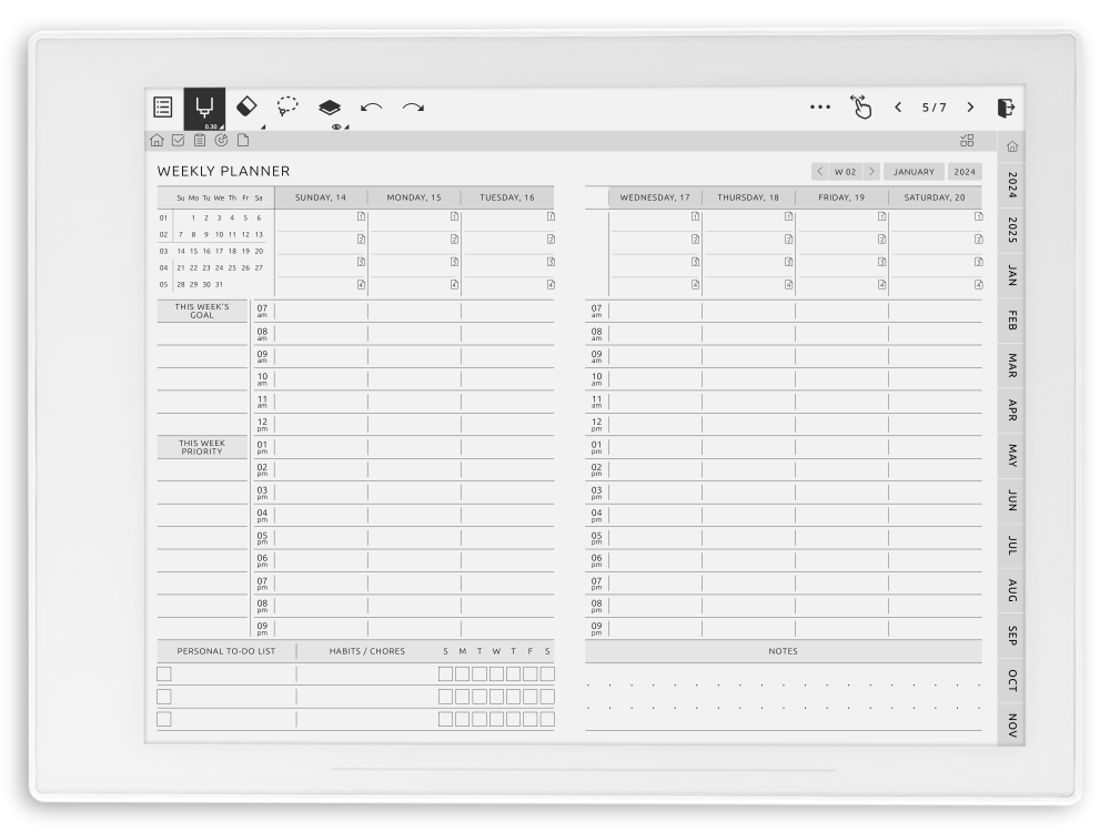 Download Supernote Weekly Schedule Planner Hyperlinked PDF