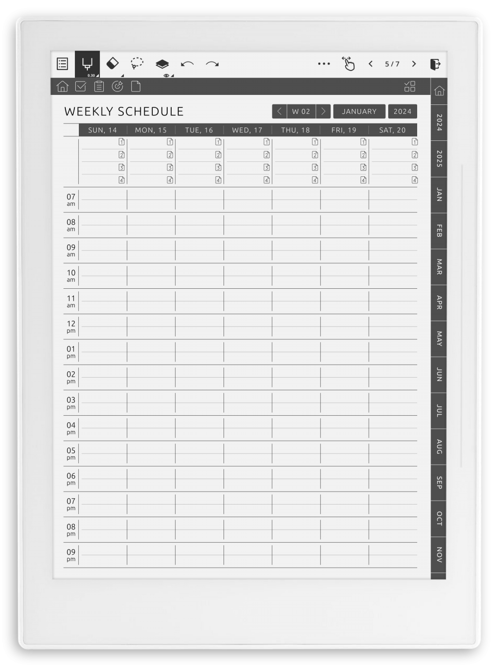 Download Supernote Weekly Schedule Planner Hyperlinked PDF