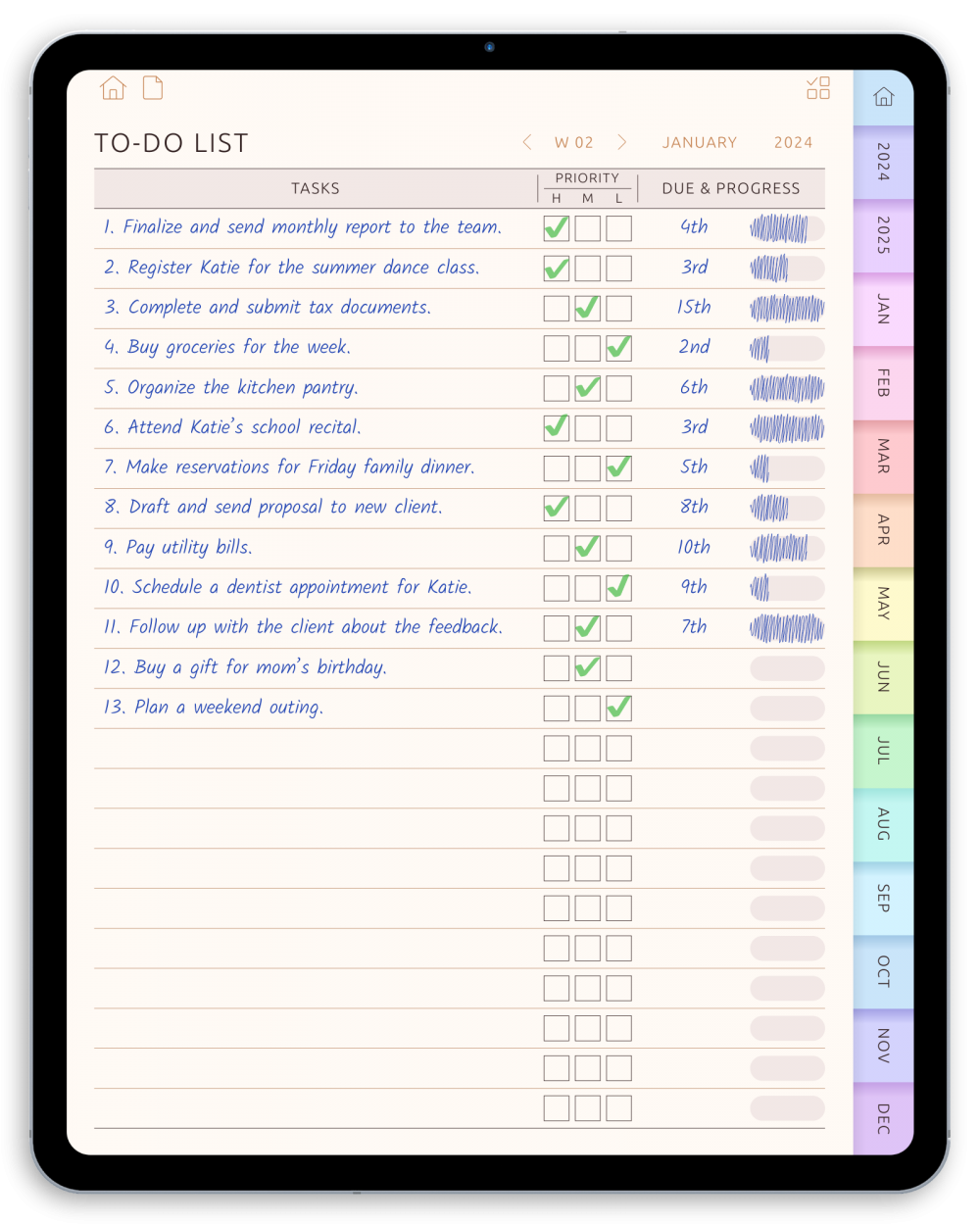Download Weekly To-Do Digital Planner PDF for GoodNotes, iPad