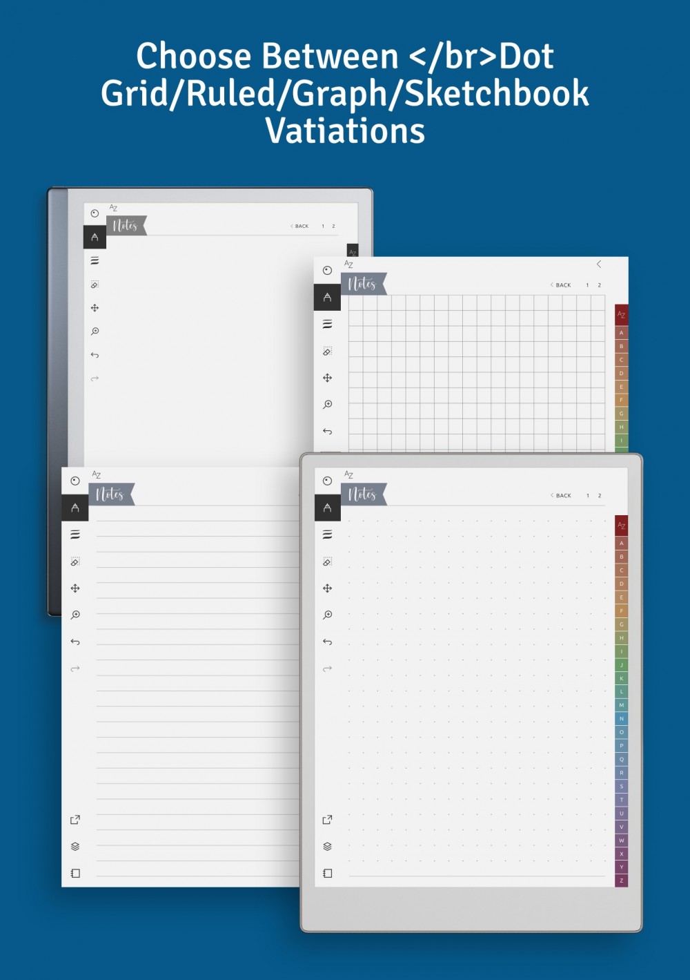 Alphabetical A-Z Tabs Planner for reMarkable – Organize Contacts Easily