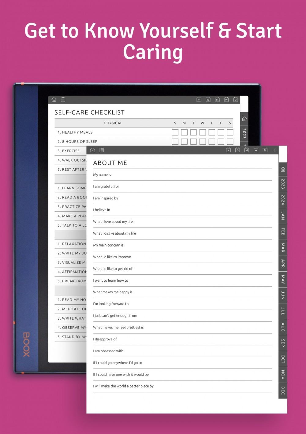 Download Self-care Planner PDF for reMarkable