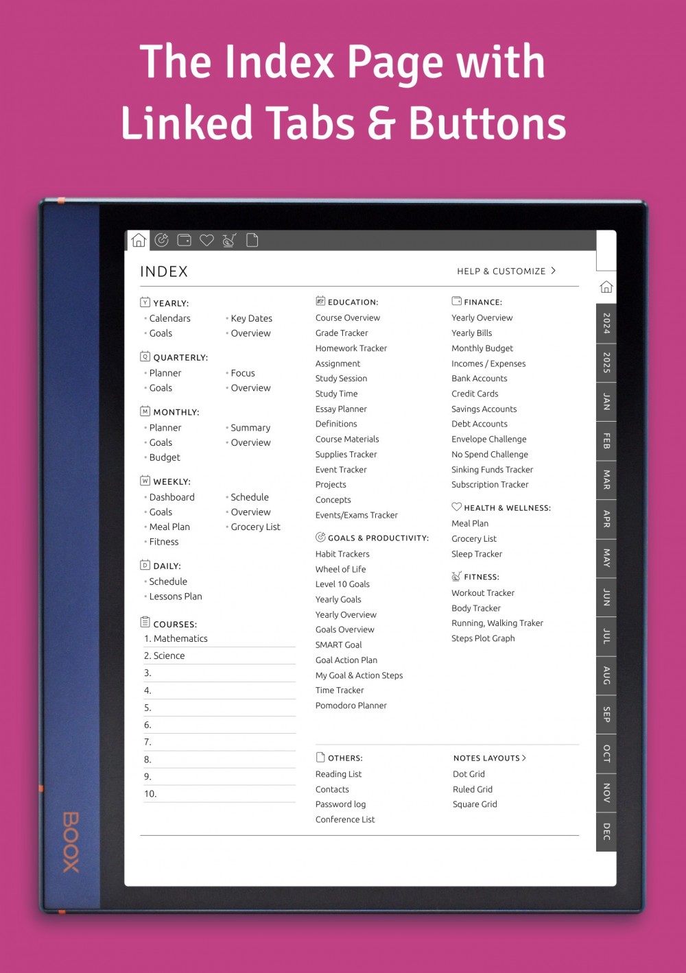 Download BOOX Note Air Student Planner Hyperlinked PDF