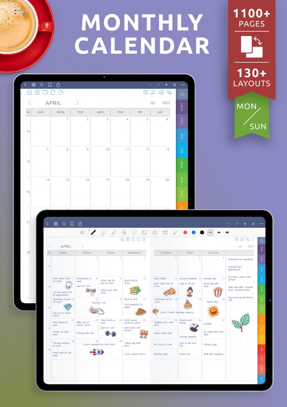 Download 2026 - 2031 Monthly Calendar (5 years) for GoodNotes, iPad, etc