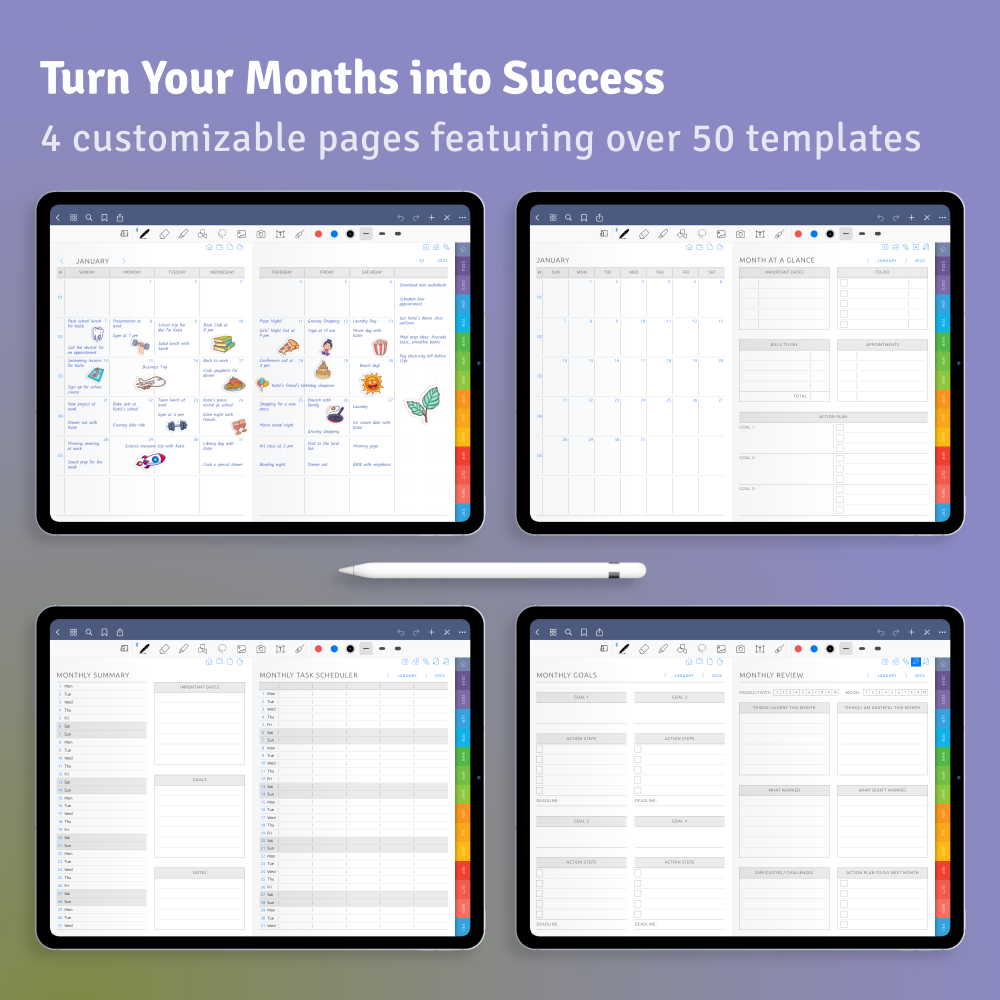 Download 2026 - 2031 Monthly Calendar (5 years) for GoodNotes, iPad, etc