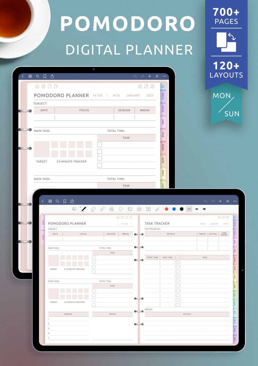Download Digital Pomodoro Planner – Focus Timer PDF for Goodnotes, iPad ...