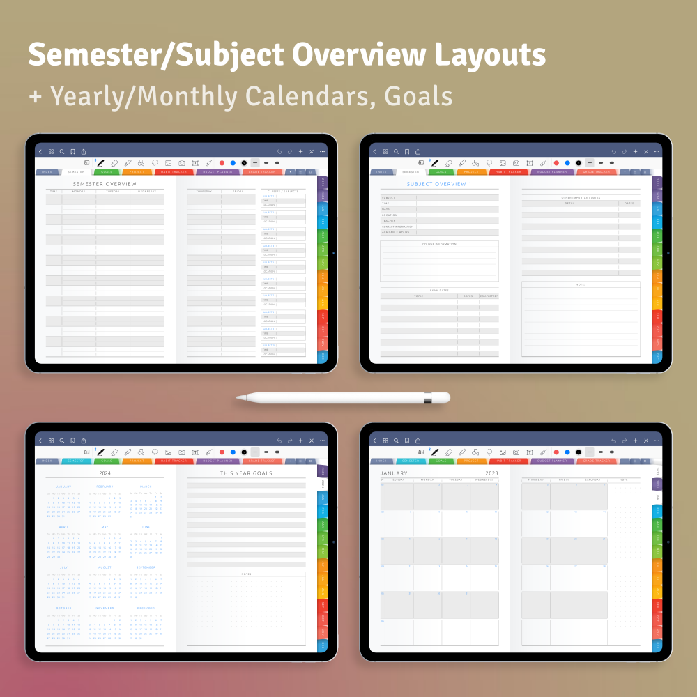 Download Digital Student Planner PDF for GoodNotes, iPad