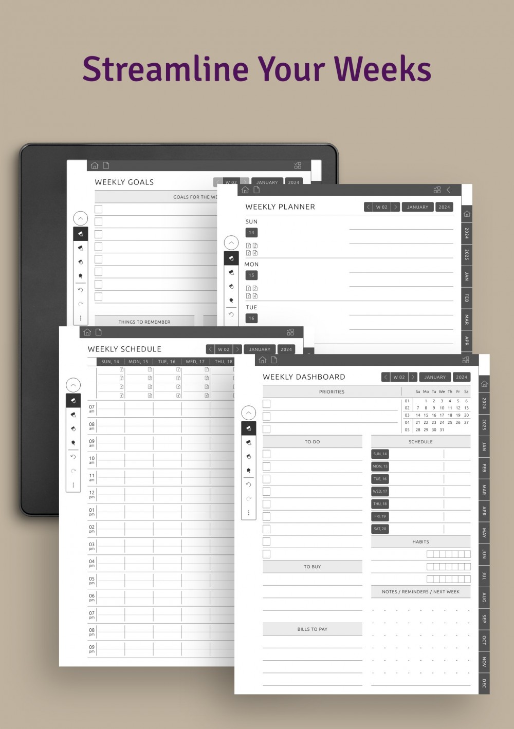 Download Kindle Scribe Diary Planner Hyperlinked PDF