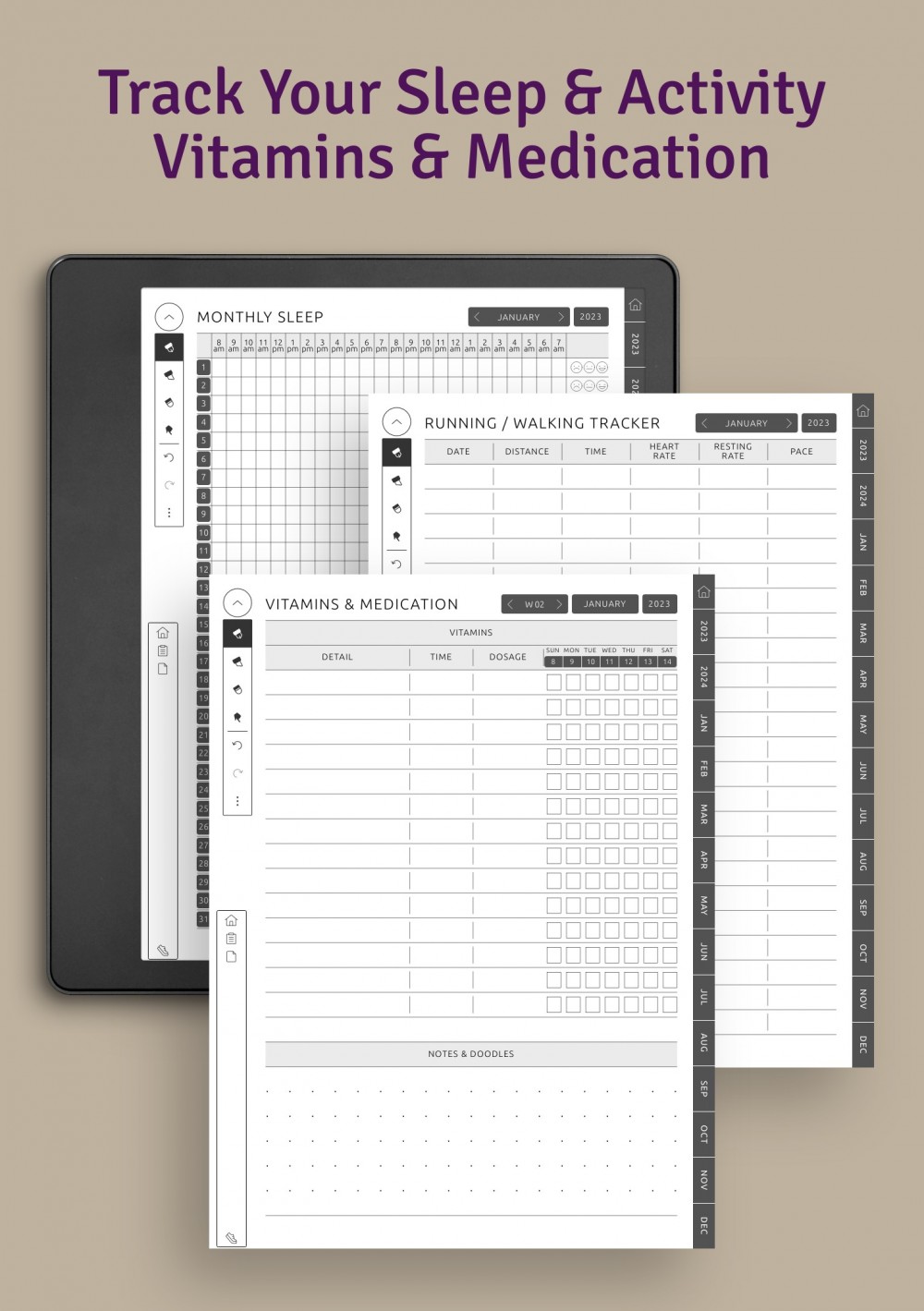Kindle Scribe Health & Fitness Planner – Download Hyperlinked PDF