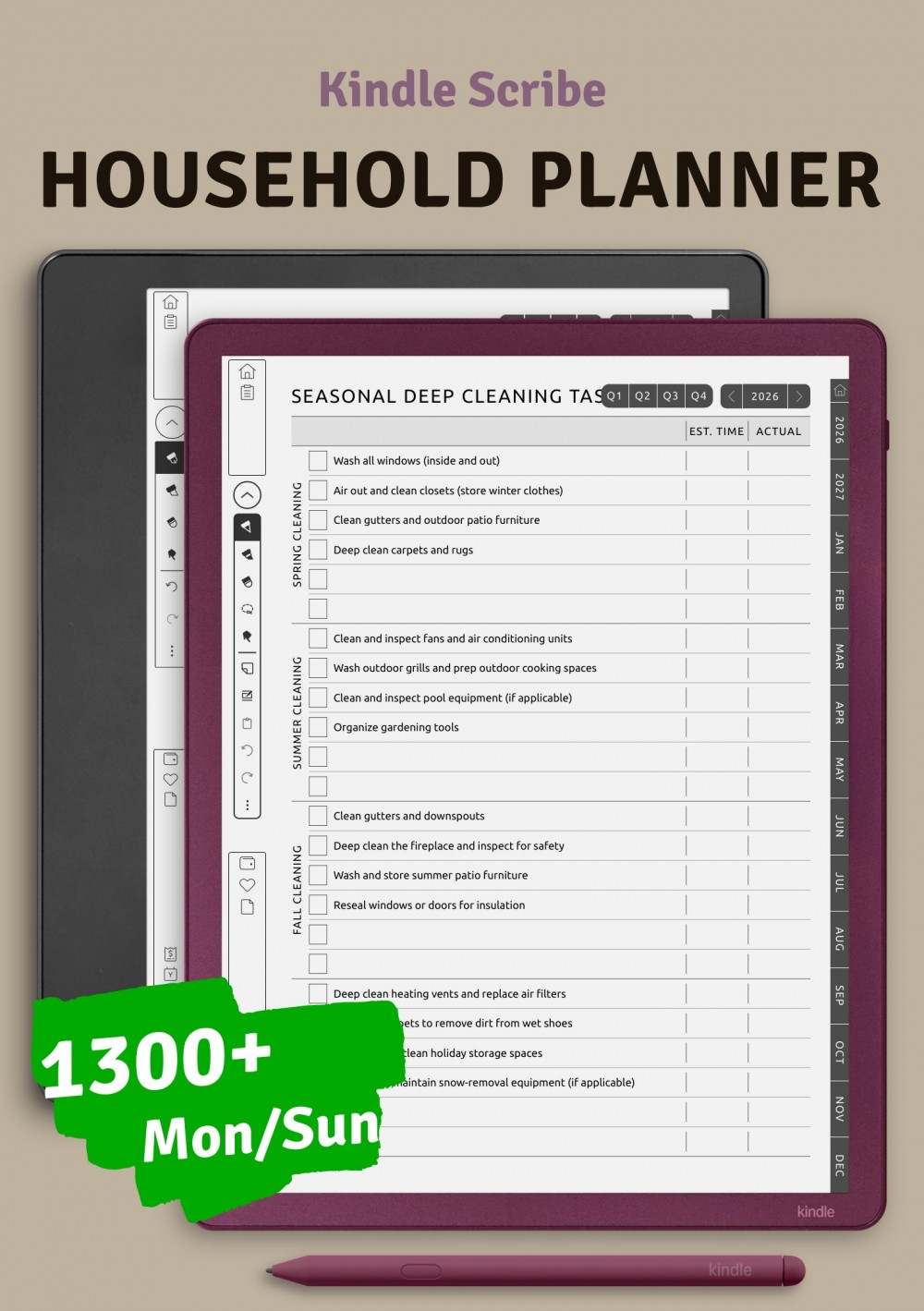 Download Kindle Scribe Household & Cleaning Planner Hyperlinked PDF