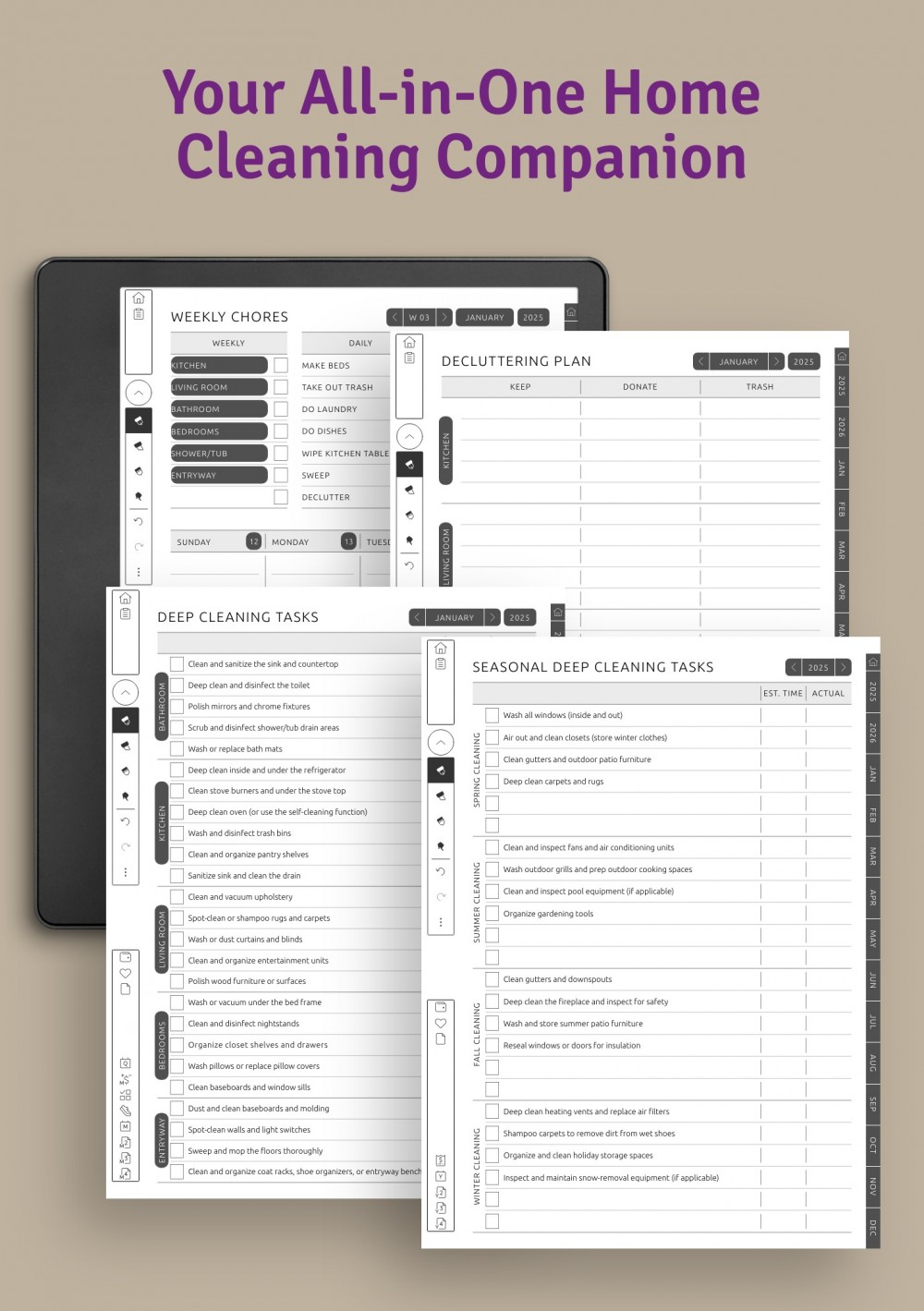 Download Kindle Scribe Household & Cleaning Planner Hyperlinked PDF