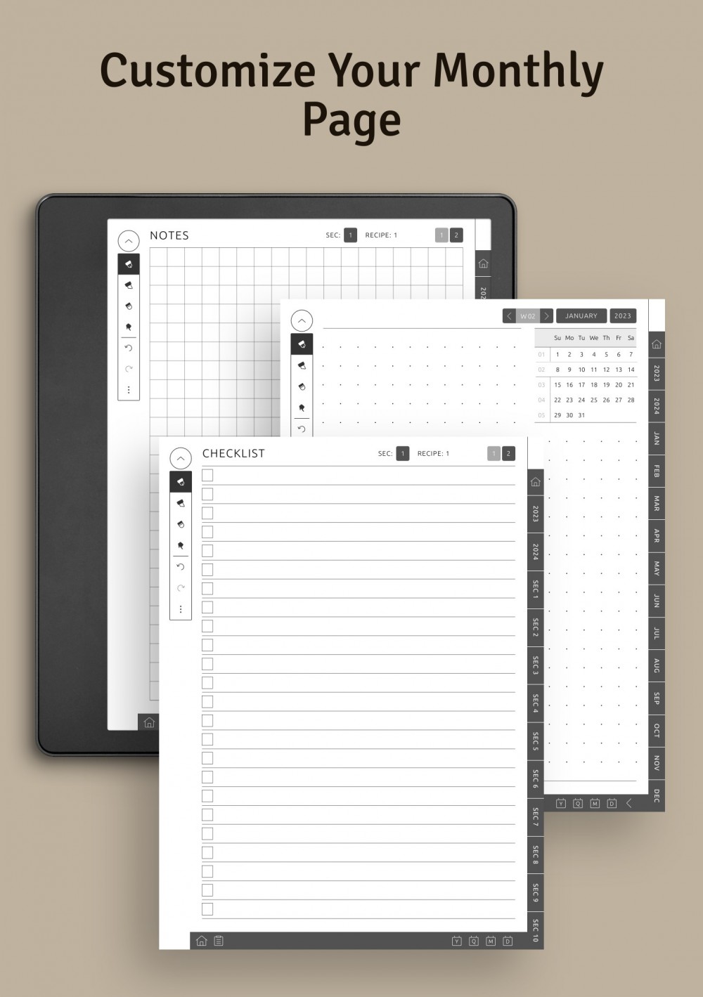 Customizable Kindle Scribe Meal Planner with Hyperlinked PDF