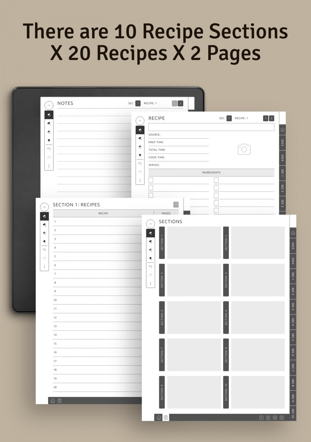 Customizable Kindle Scribe Meal Planner with Hyperlinked PDF