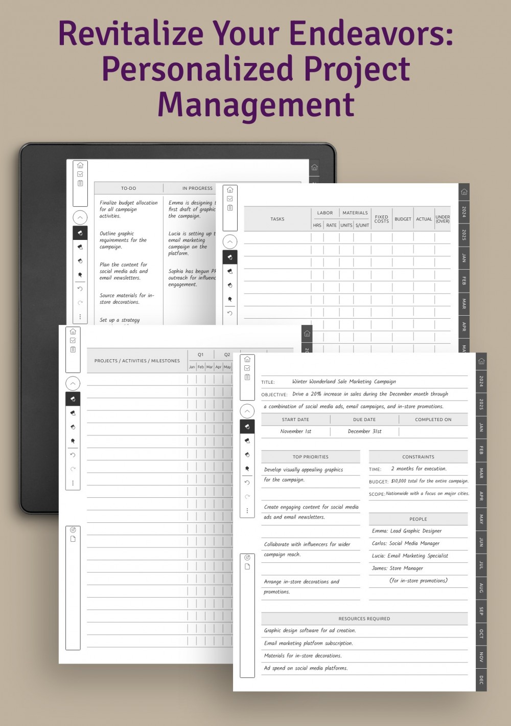 Download Kindle Scribe Project Planner Hyperlinked PDF
