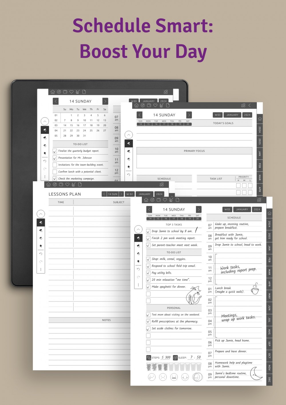 Download Hyperlinked Student Planner PDF for Kindle Scribe