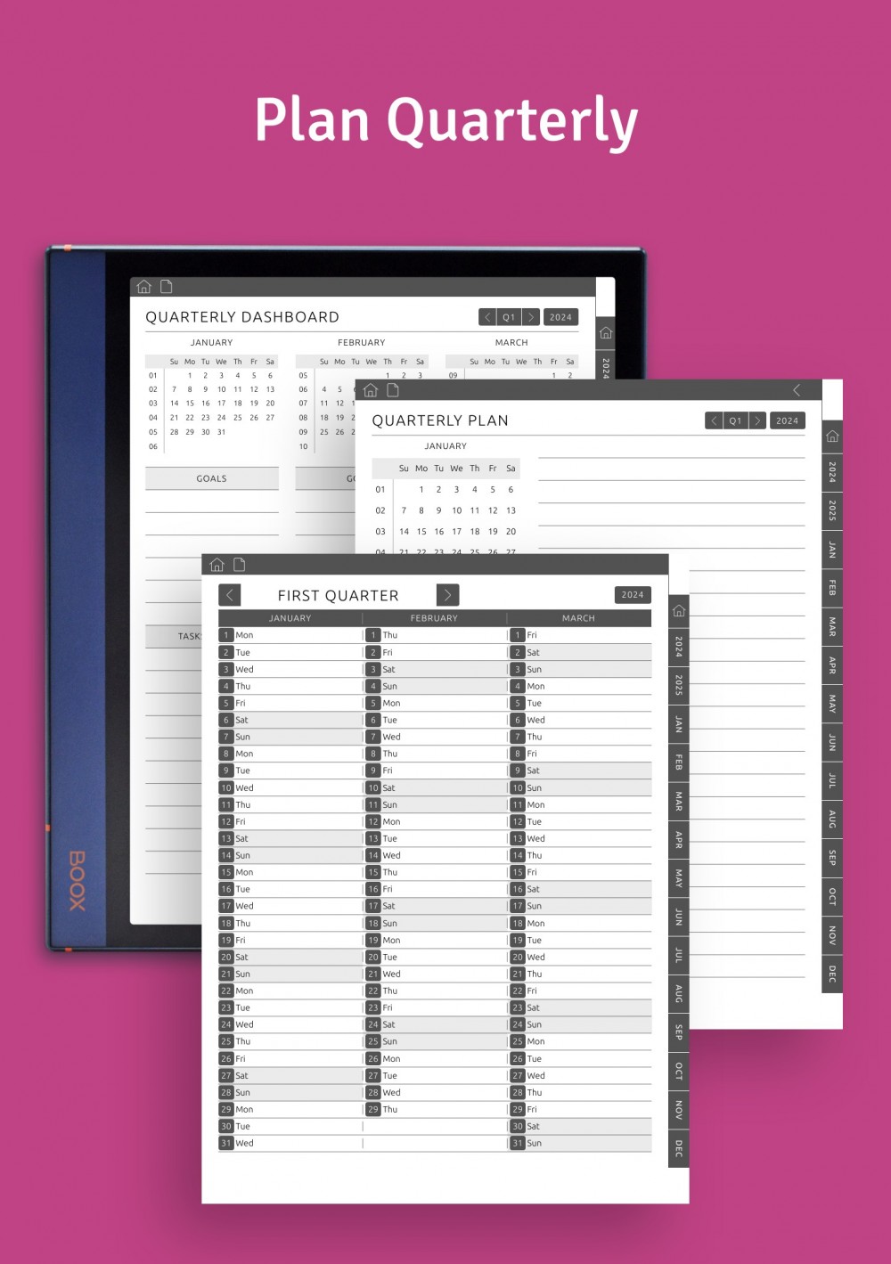 Download Diary Planner Hyperlinked PDF for ONYX BOOX Tablets