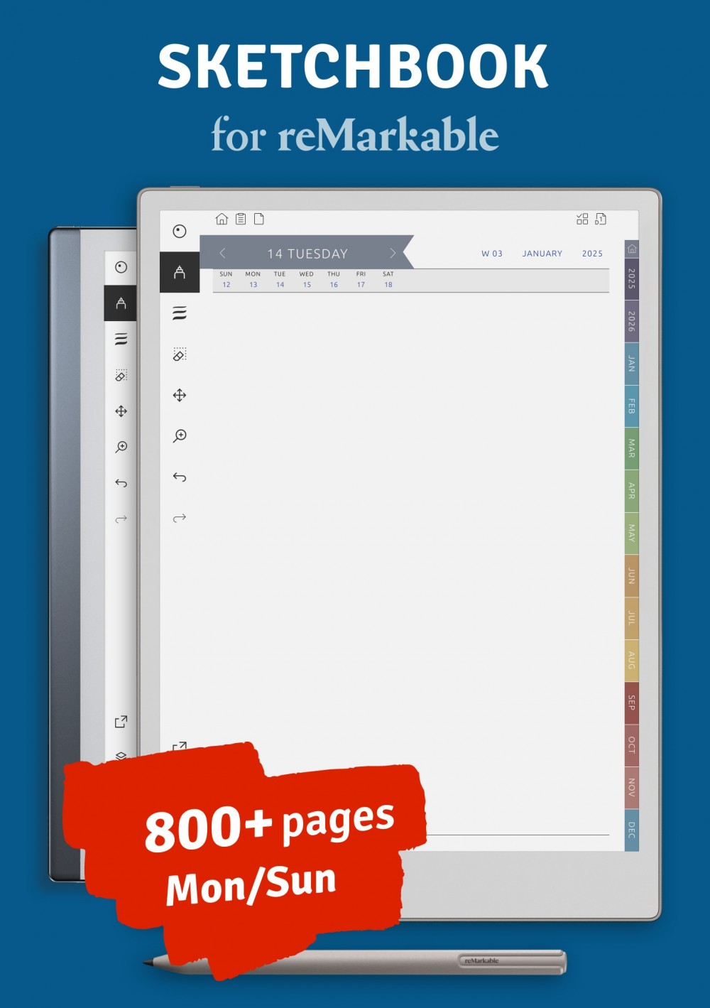 Daily Notes & Sketchbook PDF for reMarkable Tablet